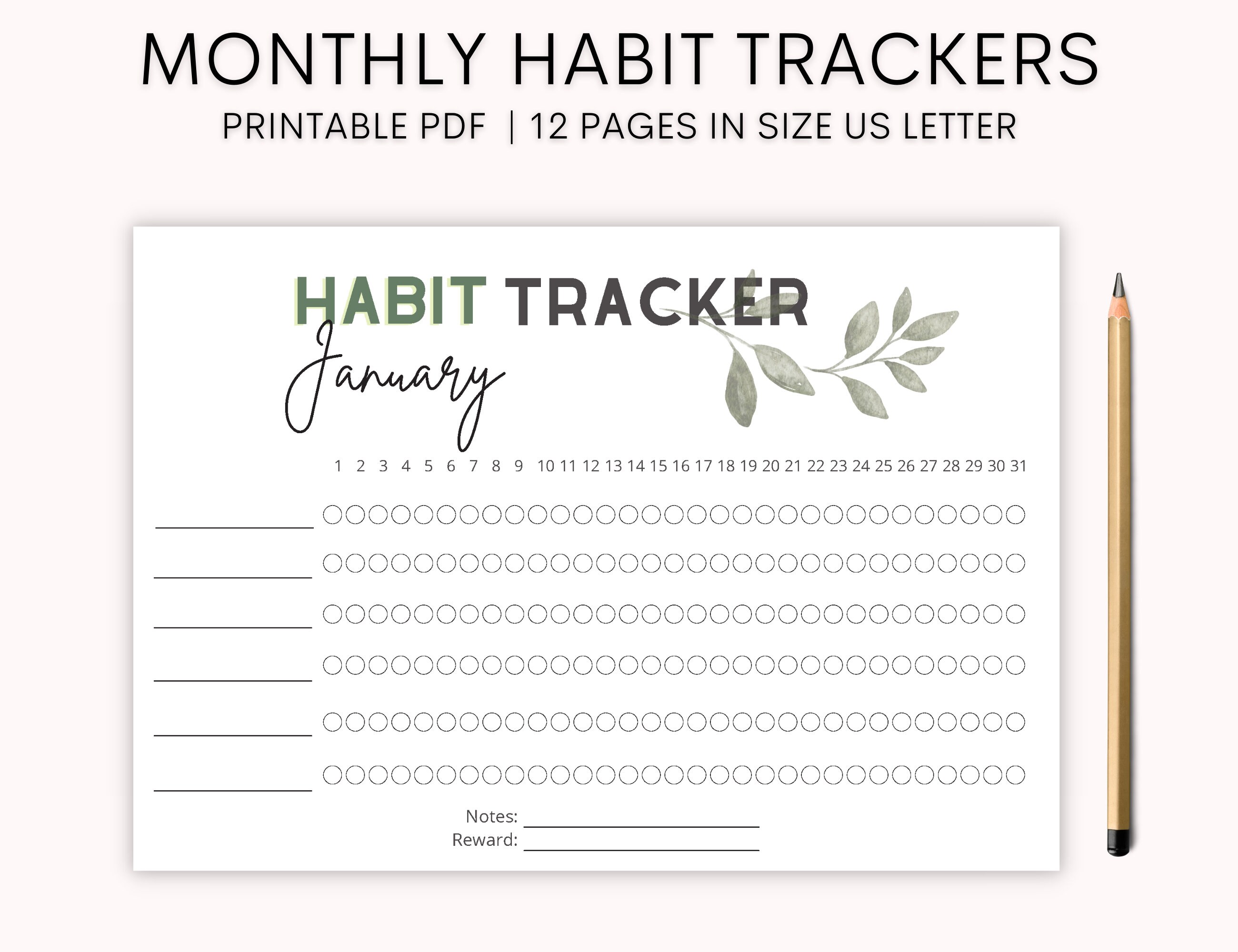 Monthly Habit Tracker Printable, Habit Tracker Template, Routine ...