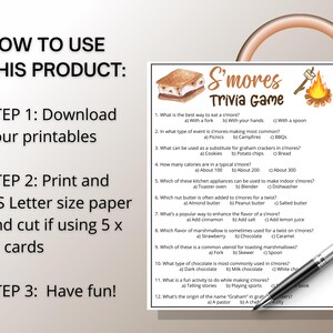S'mores Trivia Game, Printable Campfire Game for Kids & Adults,s'mores ...