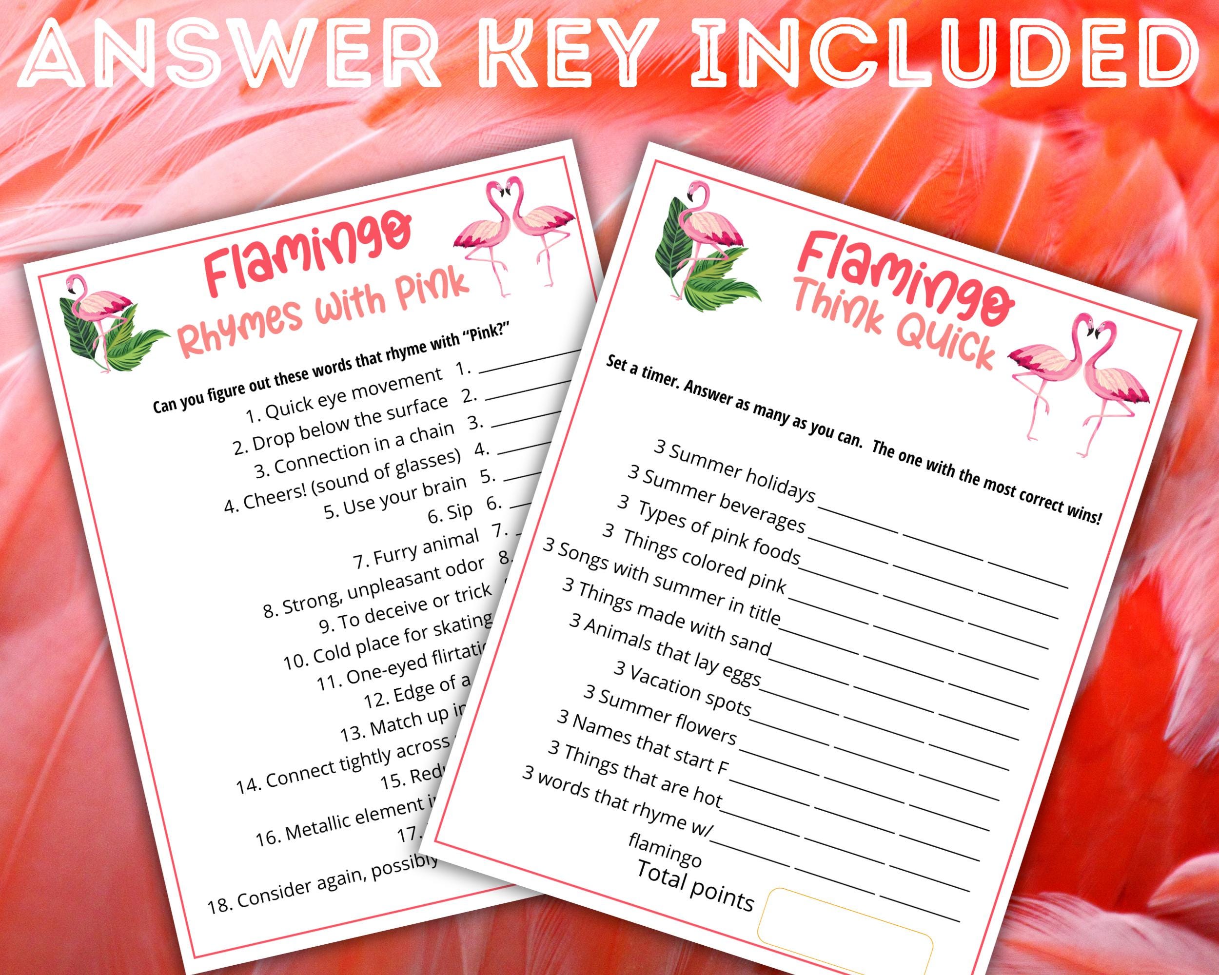 Flamingo Trivia Game Bundle,printable Flamingo Games for Kids &adults ...