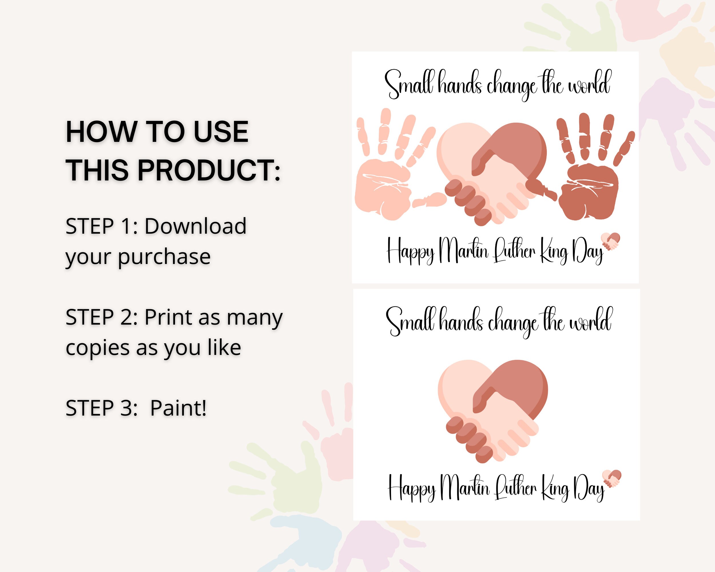 Martin Luther King Day Handprint Craft, MLK Day Handprint Art,handprint ...