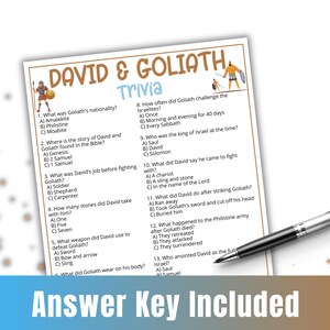 David and Goliath Trivia Game for Kids, Sunday School Bible Games,old ...