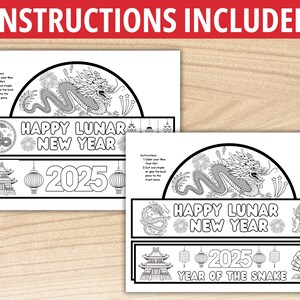 Lunar New Year Coloring Craft Hat, DIY Chinese New Year Craft Crown ...