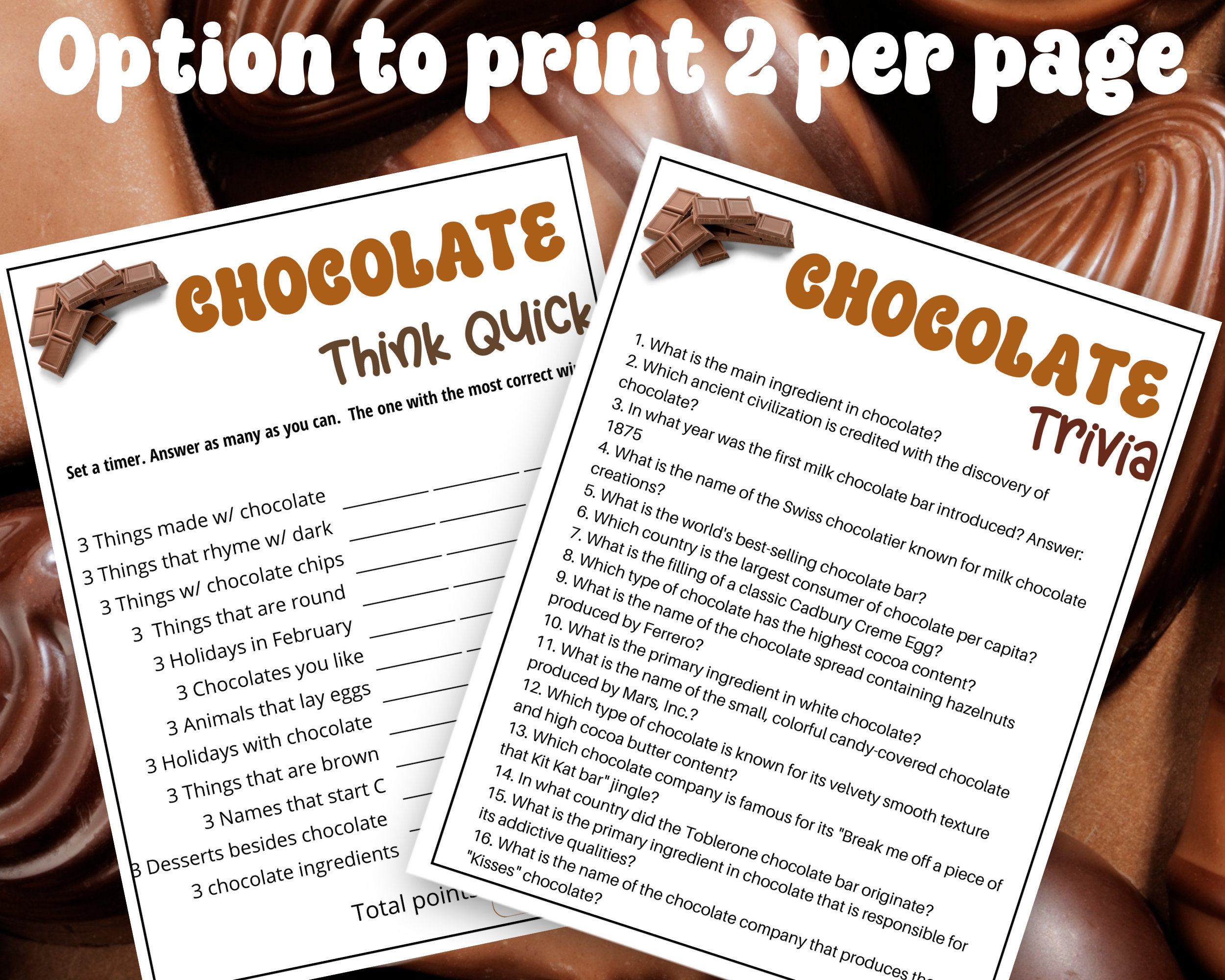 Chocolate Game Bundle, 8 Games, Valentine's Day Game, Galentine's Games ...