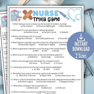 Nurse Trivia Game, Printable Nurse Appreciation Game, Medical Hospital ...