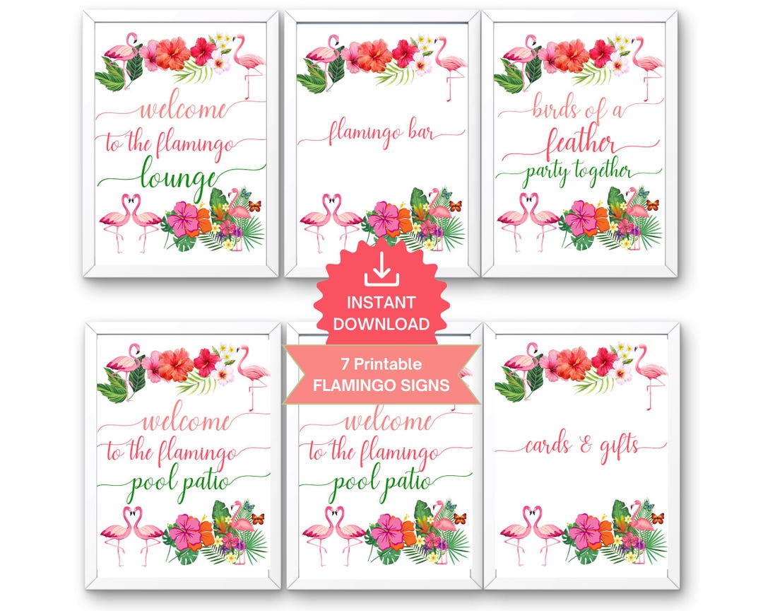 Flamingo Signs, Kids Tropical Birthday Party, Flamingo Baby Shower ...