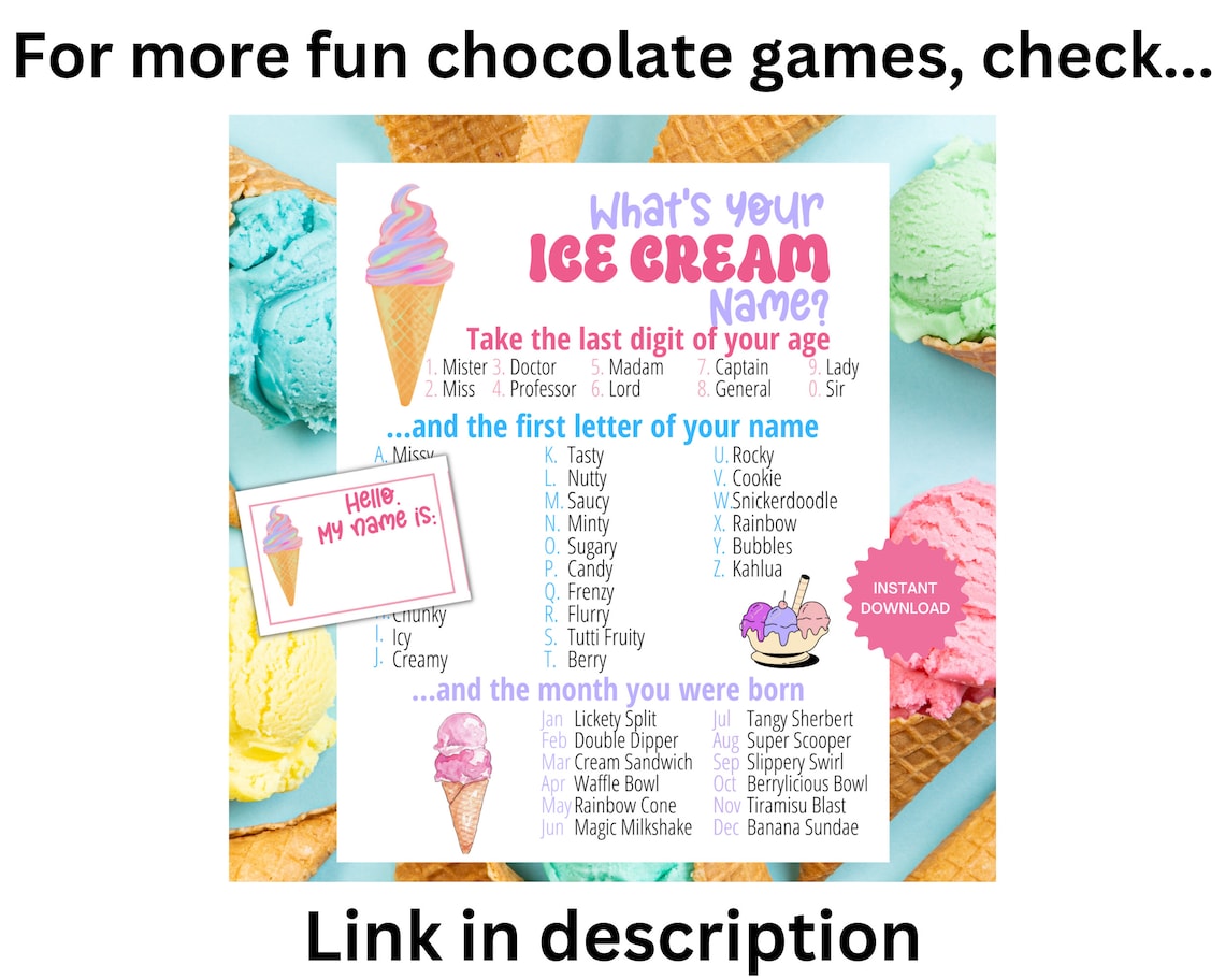 Ice Cream Trivia Game,printable Ice Cream Party Game for Kids & Adults ...