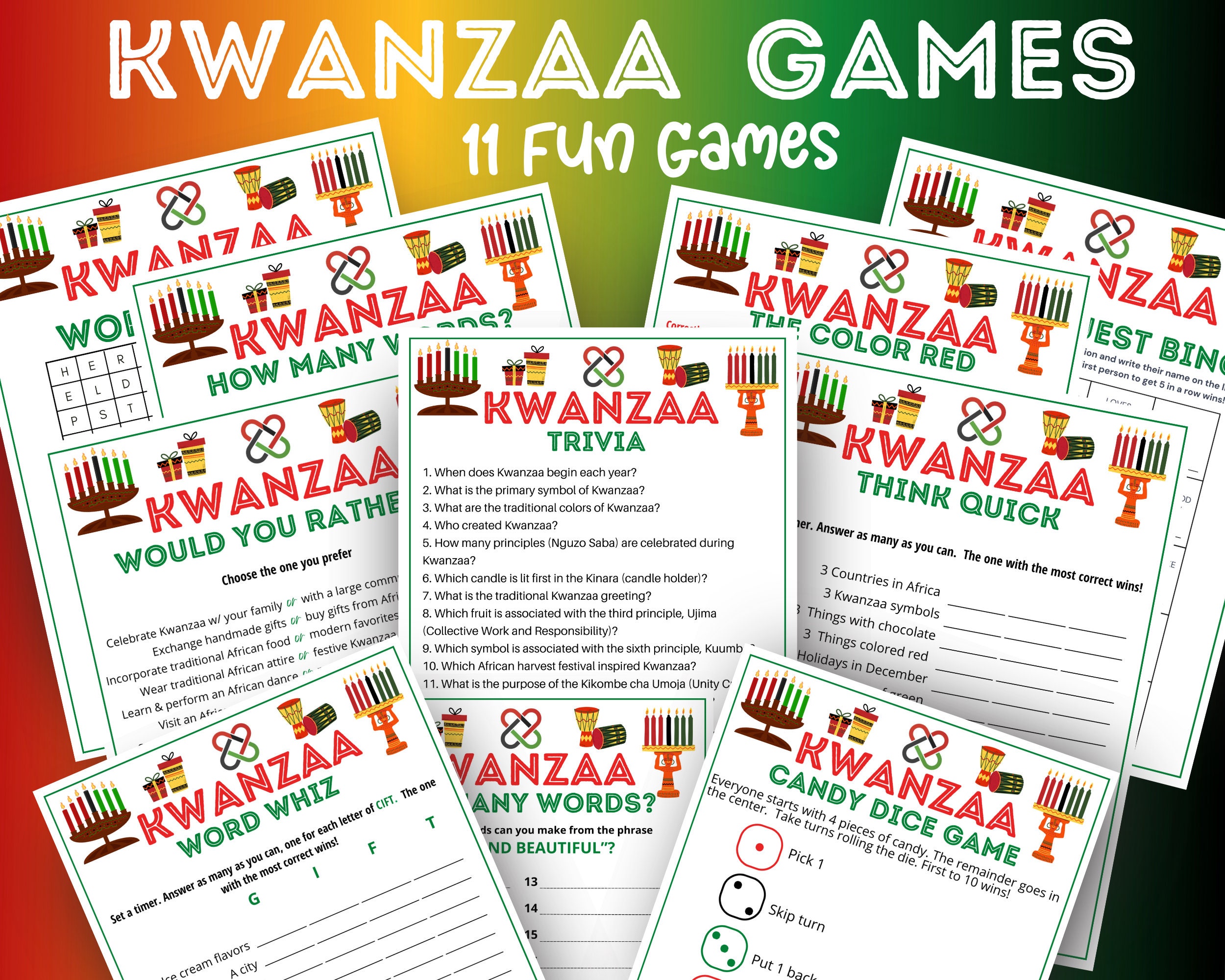 Kwanzaa Game Bundle, Kwanzaa Party Games, Kwanzaa Holiday Trivia ...