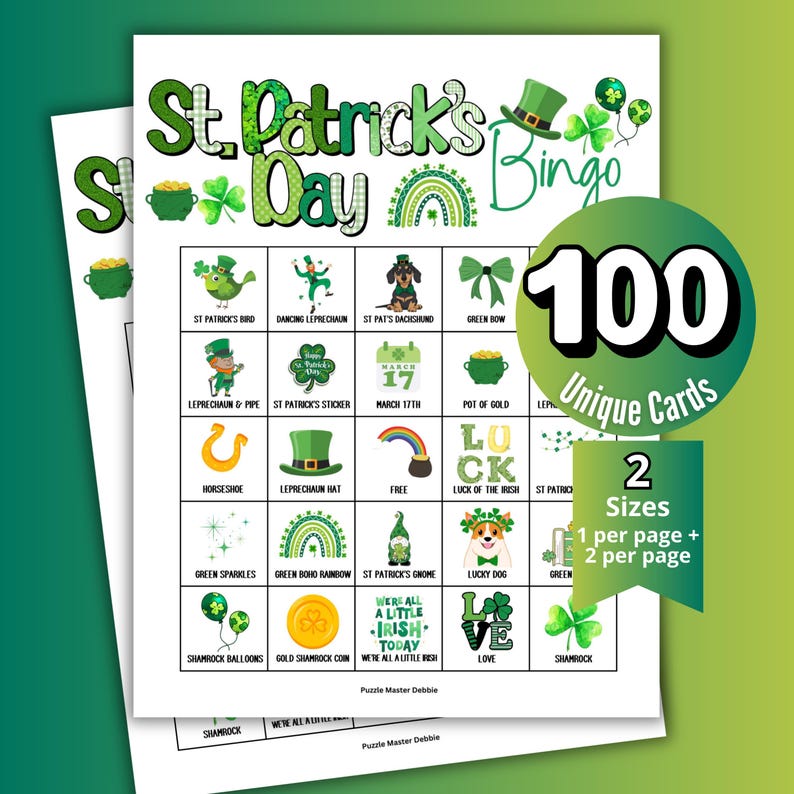 St Patrick's Day Bingo Game, St Paddy's Day, Luck of the Irish Party ...