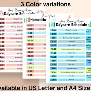 EDITABLE Daily Daycare Schedule, Childcare Daily Routine, Daily Routine ...