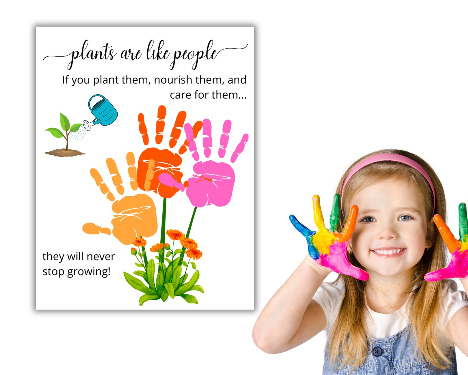 Flower Handprint Craft Art, Floral Bouquet Handprint Keepsake, Daycare ...