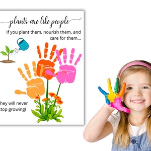 Flower Handprint Craft Art, Floral Bouquet Handprint Keepsake, Daycare ...