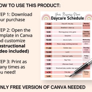 EDITABLE Daily Daycare Schedule, Childcare Daily Routine, Daily Routine ...