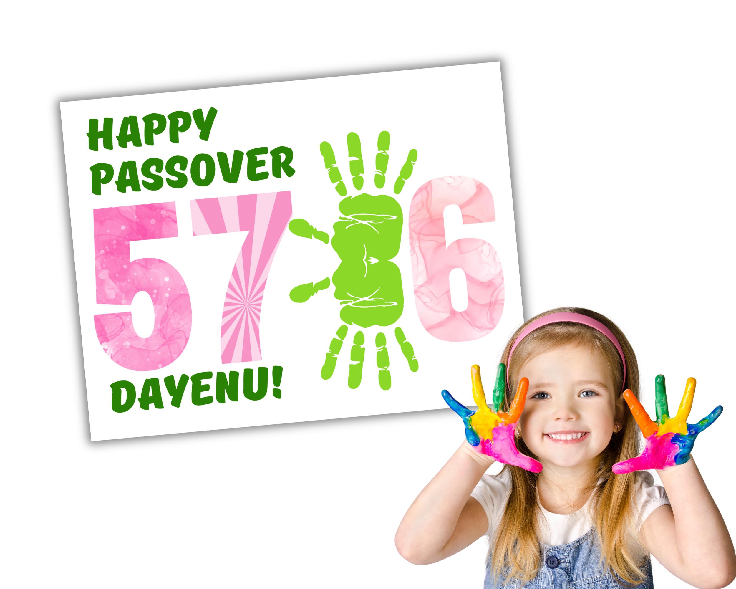 Passover Handprint Art, Happy Passover Dayenu, Hebrew Activity for Kids ...