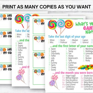 What's Your Candy Name Game WITH NAMETAGS + SIGN, Candy Party Game ...
