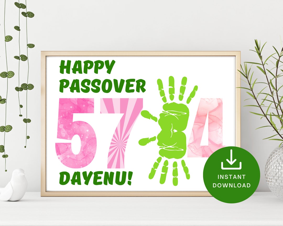 Passover Handprint Art, Happy Passover Dayenu, Hebrew Activity for Kids ...