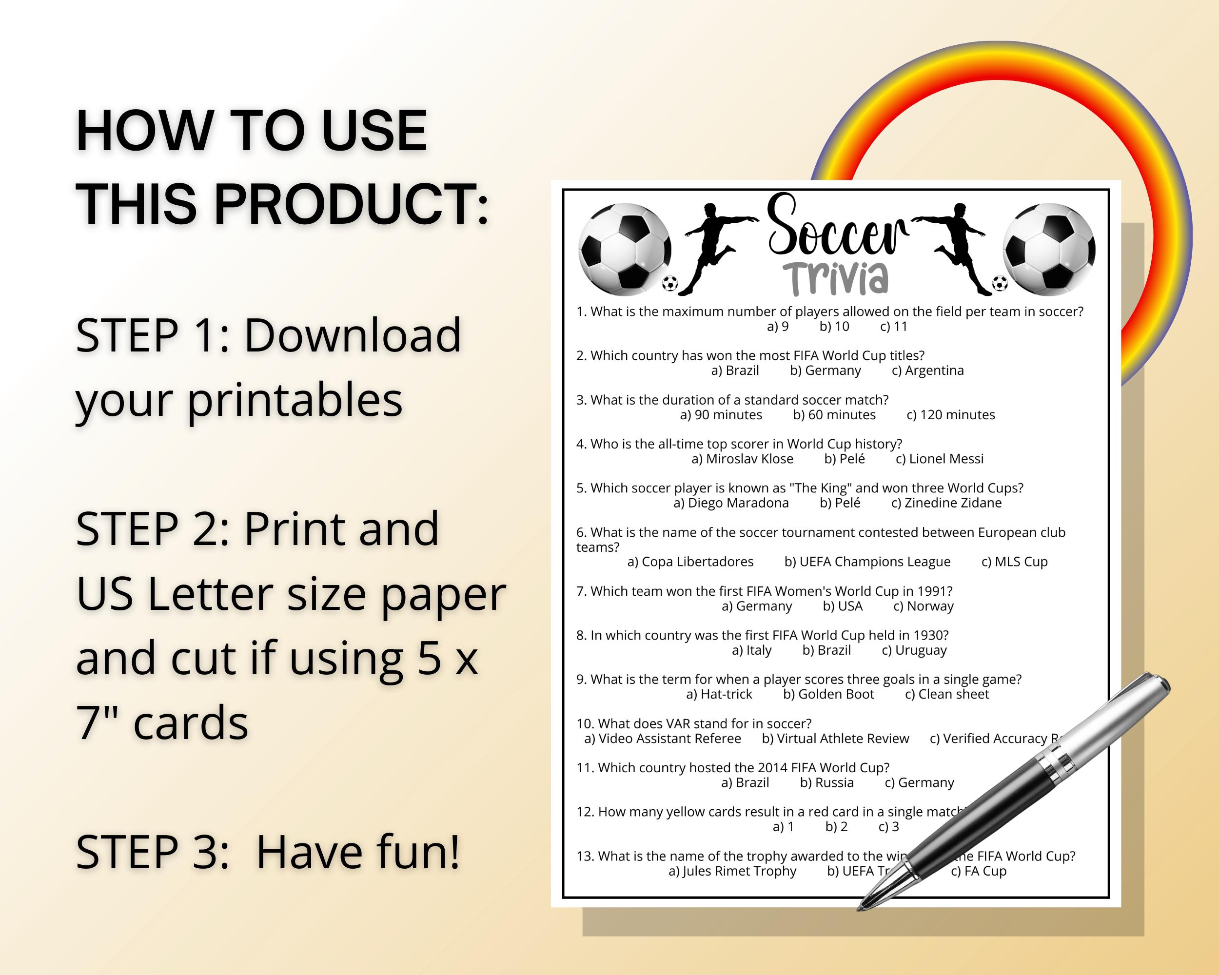 Soccer Trivia Game, Sports Team Trivia, Summer and Fall Sports, Family ...