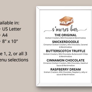 Editable S'mores Bar Menu, Printable Smores Bar Sign, S'mores Station ...