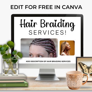 Editable Hair Braiding Marketing Flyer, Hair Beading Tear off Flyer ...