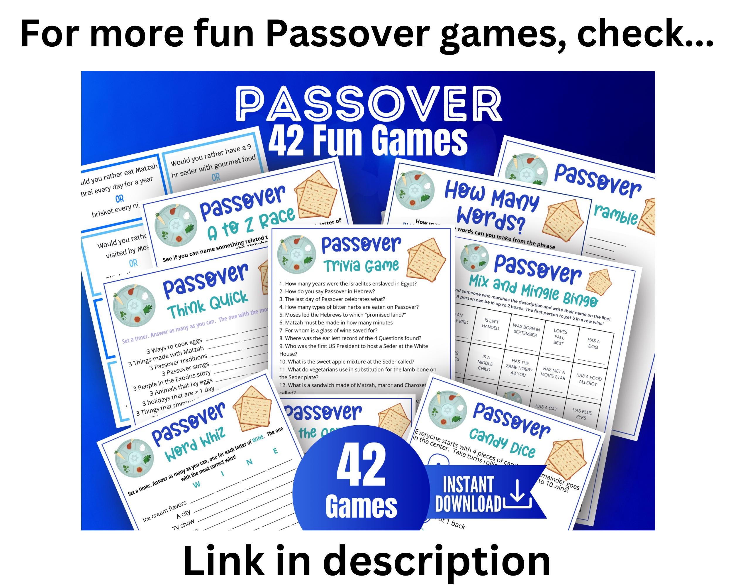 Passover 5 Second Game, Seder Activity for Kids and Adults, Passover ...