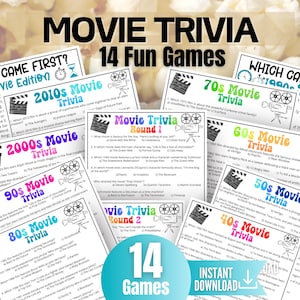 Movie Trivia Game, Decades Movie Quiz Party, Silver Screen Movie Quotes ...