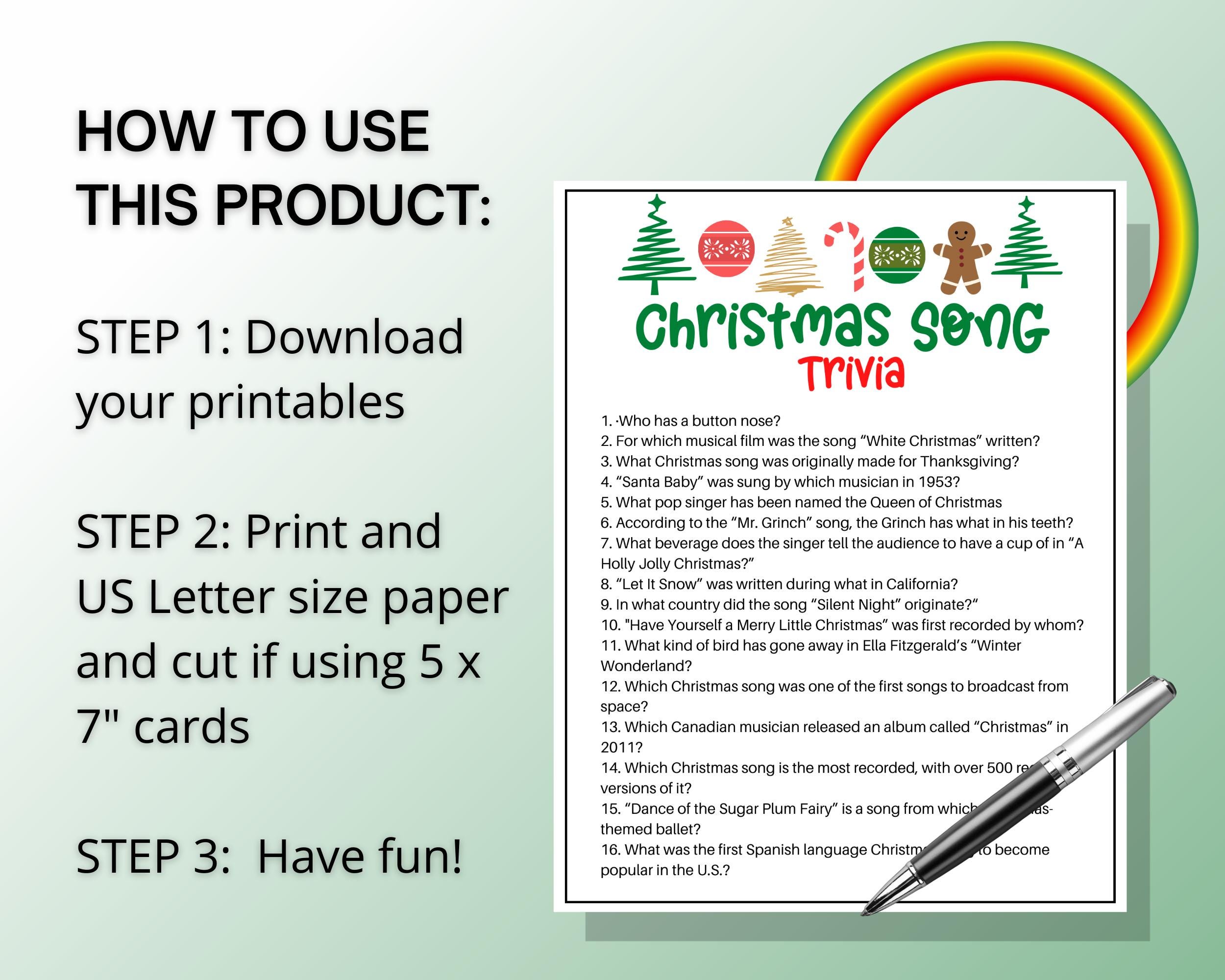 Christmas Song Trivia Game, Christmas Carol Quote Game, Christmas ...