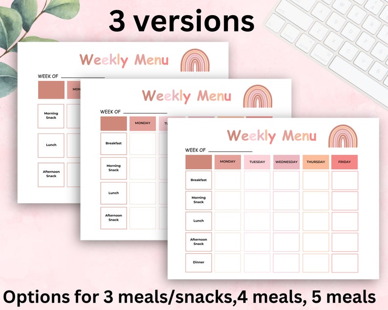 Daycare Weekly Menu Printable, Daycare Meal Menu, Editable Menu ...