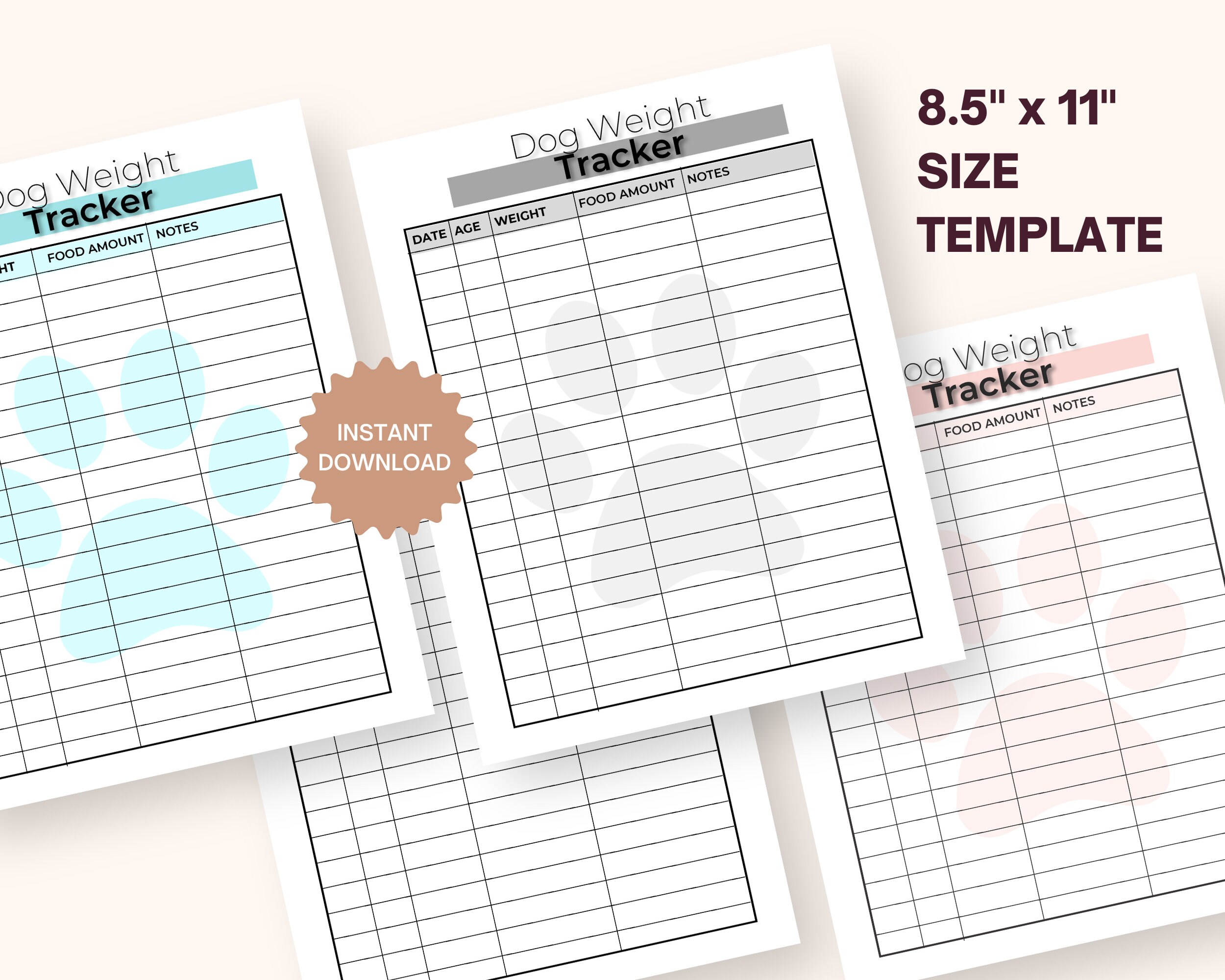 Dog Daily Weight Tracker Editable PDF D001 - Etsy