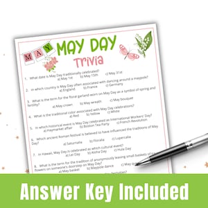May Day Trivia Game, Printable May Day Game for the Family, Classroom ...