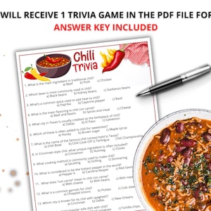 Chili Trivia Game, Printable Chili Cookoff Game for Kids & Adults ...