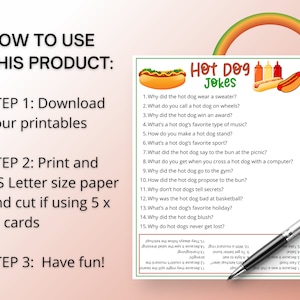 Hot Dog Jokes for Kids, Printable Hot Dog Game for Kids & Adults, BBQ ...