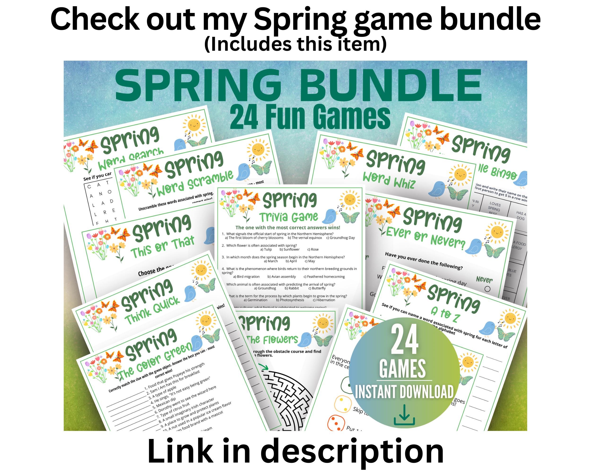 April Trivia Game, Spring Season Game, Holiday Party Game, Monthly ...