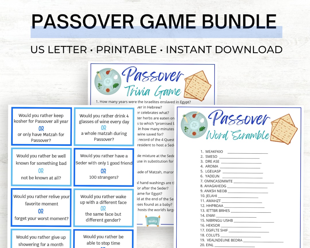 Passover Game Bundle, Jewish Games, Passover Holiday, Passover Games ...