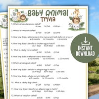 Baby Shower Game, Baby Animal Trivia - Etsy