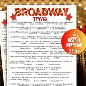 Broadway Musical Trivia Game, Musical Theater Quiz, Broadway Song ...
