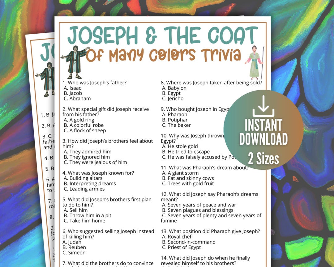 Joseph & the Coat of Many Colors Trivia Game for Kids, Sunday School ...