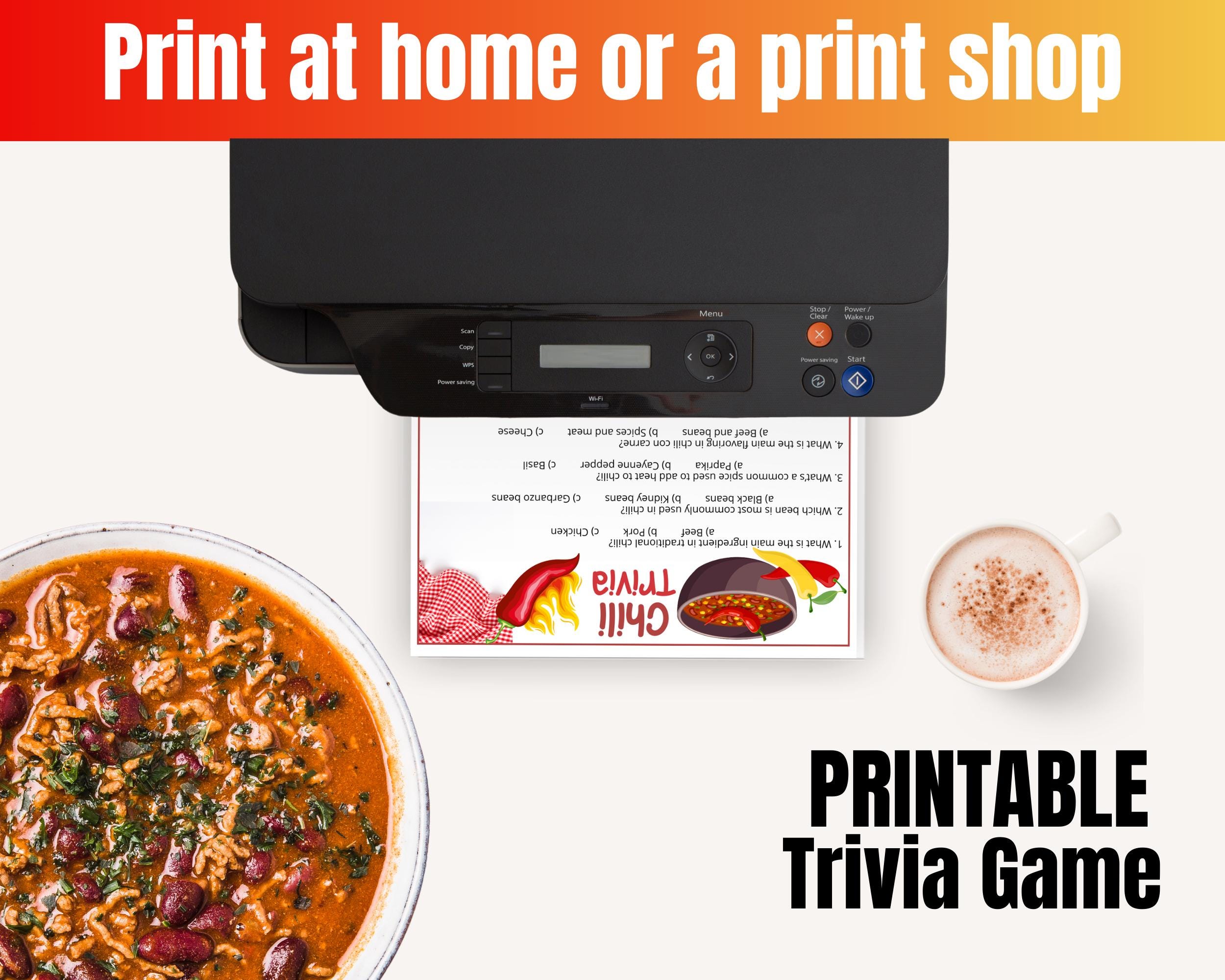 Chili Trivia Game, Printable Chili Cookoff Game for Kids & Adults ...