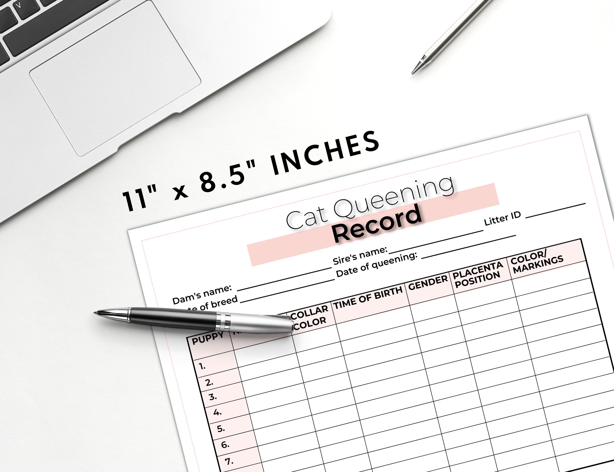 Cat Queening Record Cat Breeder Forms Digital Download C001 - Etsy