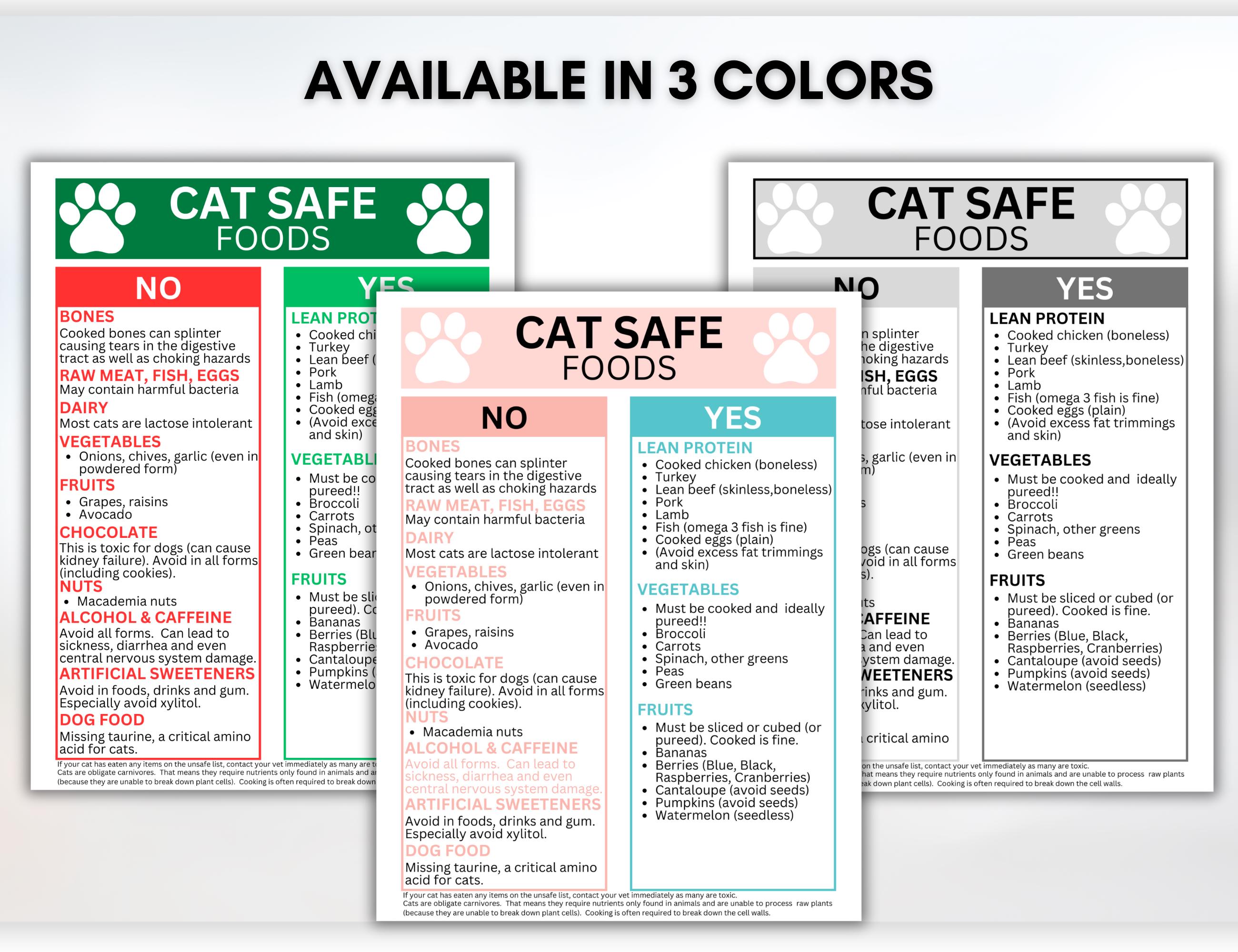 Cat Safe Food List, Safe & Unsafe Food Chart for Kitties and Cats ...