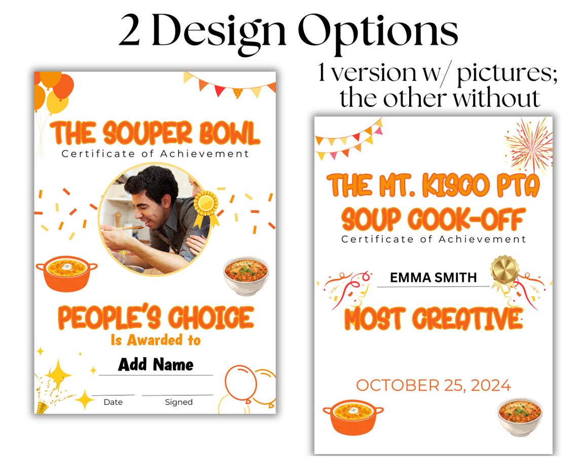 Editable Soup Cook-off Awards,fall Office Competition,winter Soup ...