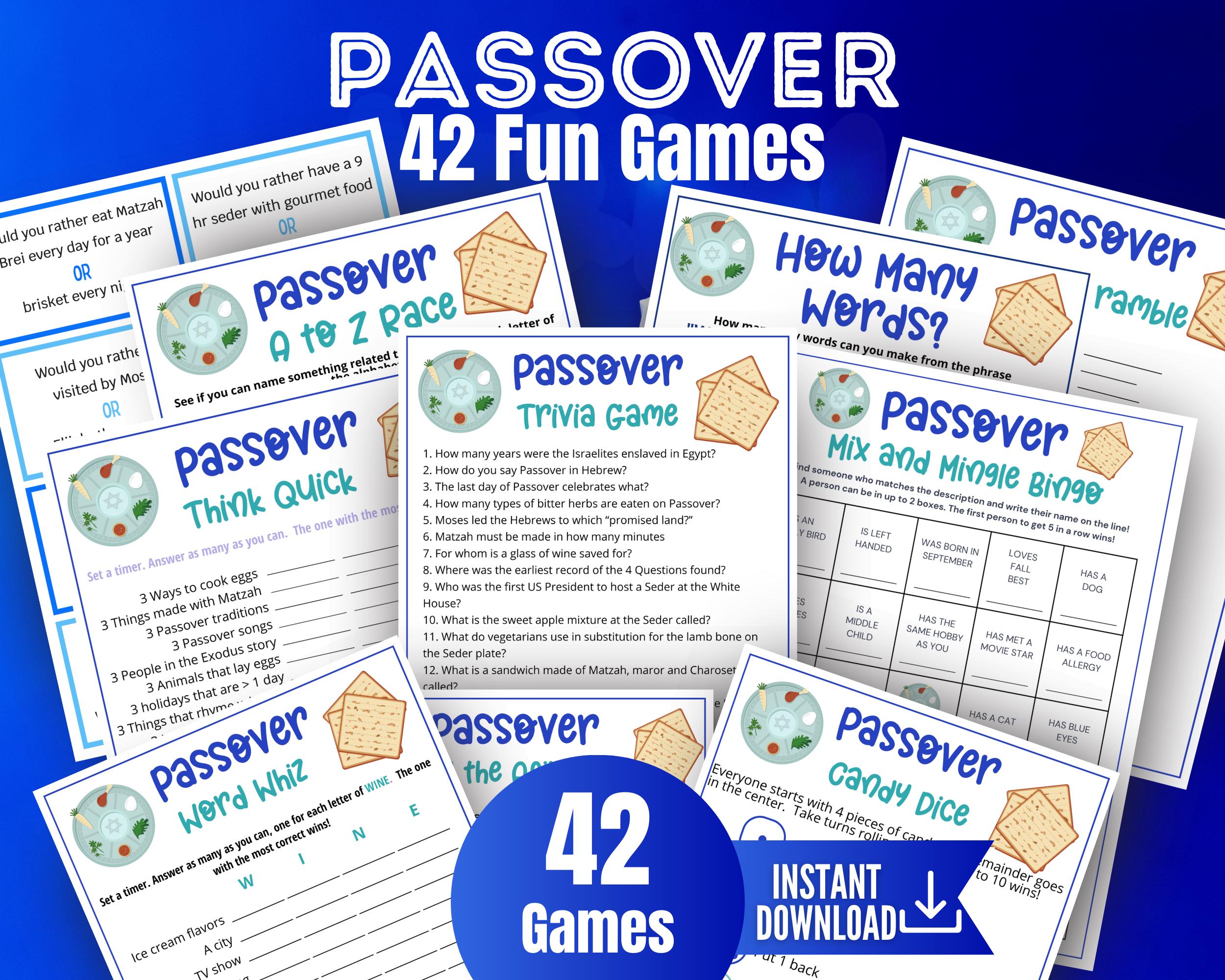 Passover Game Bundle, Jewish Games, Passover Holiday, Passover Games ...