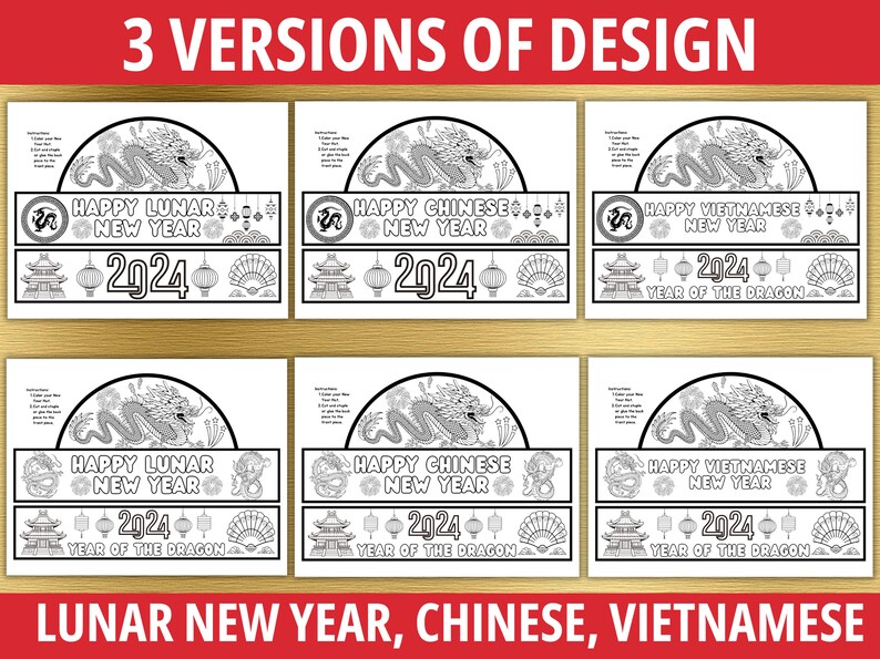 Lunar New Year Coloring Craft Hat, DIY Chinese New Year Craft Crown ...