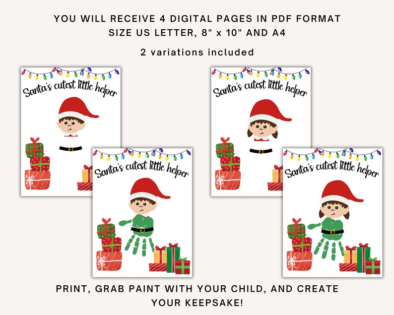 Christmas Handprint Craft, Santa's Elf, Santa's Little Helper ...
