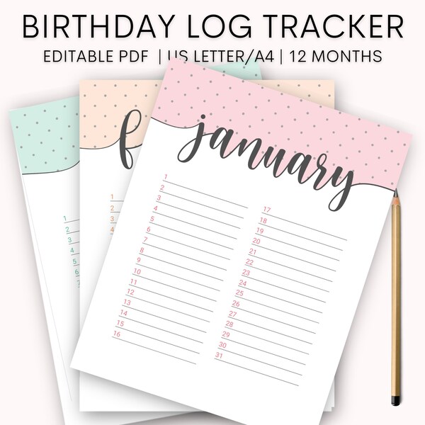 Birthday Tracker - Etsy