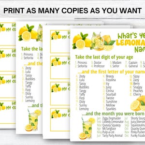 What's Your Lemonade Name Game WITH NAMETAGS + SIGN, Lemon First ...