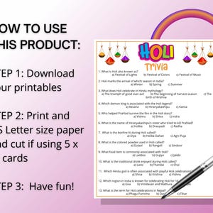 Holi Trivia Game, Fun Activity for Hindu and Indian Holiday, Holi ...