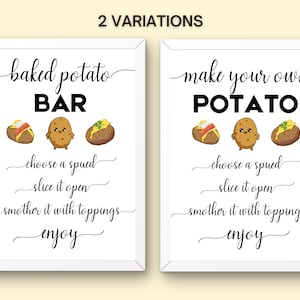 Potato Bar Station Sign & Table Cards, Make Your Own Potato Signs ...