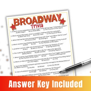 Broadway Musical Trivia Game, Musical Theater Quiz, Broadway Song ...