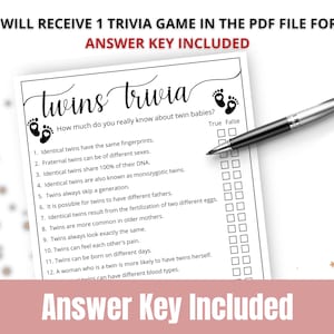 Twins Trivia for Baby Showers, Printable True False Baby Shower Game ...