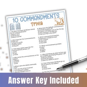 10 Commandments Trivia Game for Kids, Moses Sunday School Bible Games ...