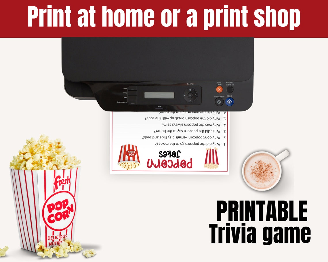 Popcorn Jokes for Kids, Printable Popcorn Pun Game, Popcorn Baby Shower ...